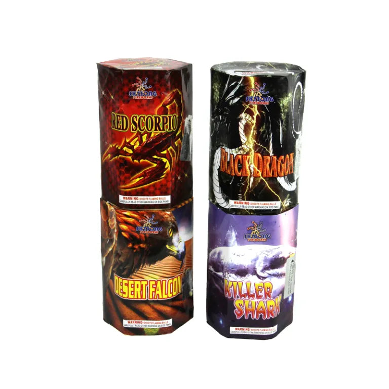 Desert Falcon/Black Dragon/Red Scorpion/Killer Shark 6 shot – Helm Fireworks